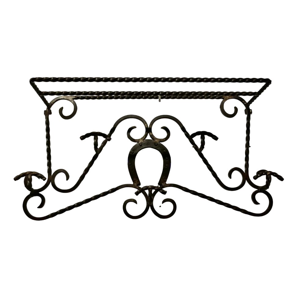 French Wrought Iron Wall Hanging Rack for Coats and Tack on a Horse ...