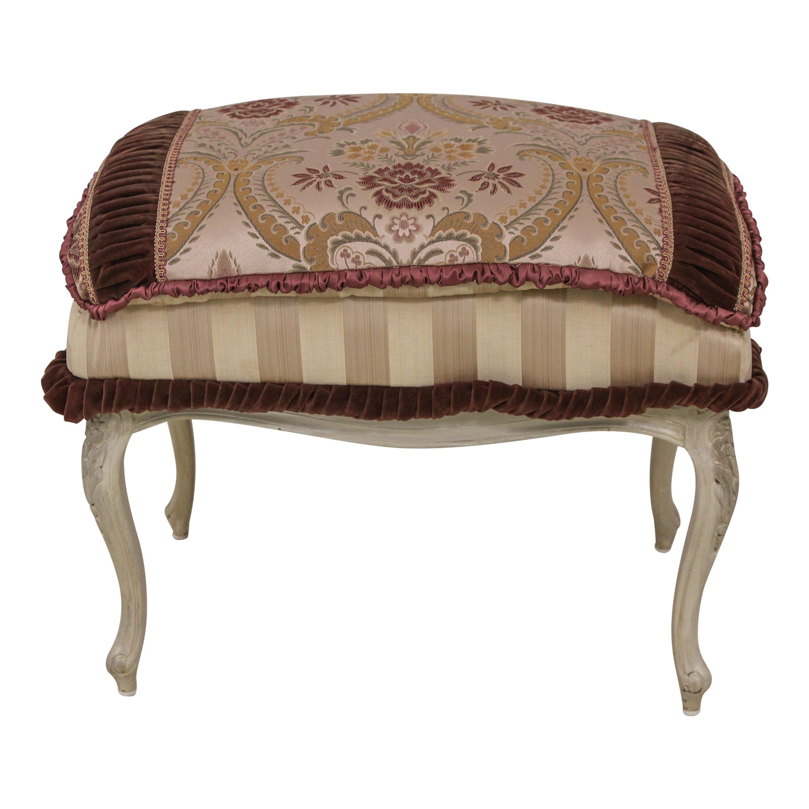 French Style Decorator Upholstered Seat Ottoman or Stool | Chairish