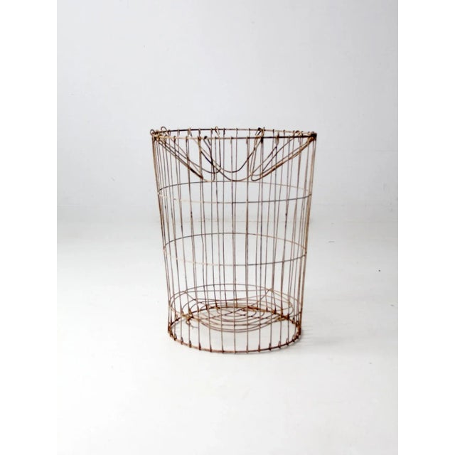 Vintage Industrial Metal Basket | Chairish