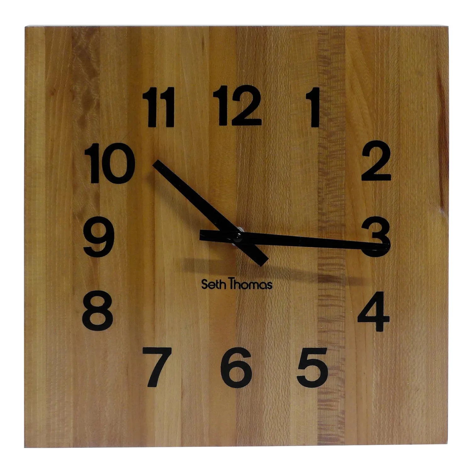 1970s Seth Thomas Mid-Century Modern Butcher Block Mechanical Wall ...