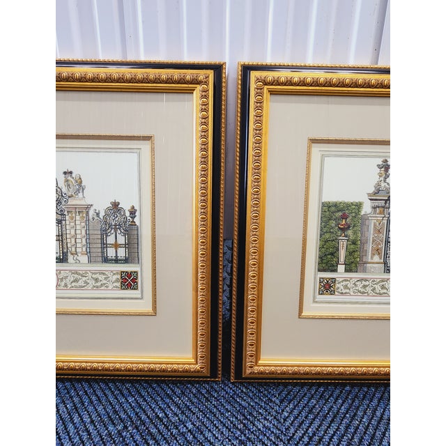 Large Decorative Framed Architectural Prints-A Pair | Chairish