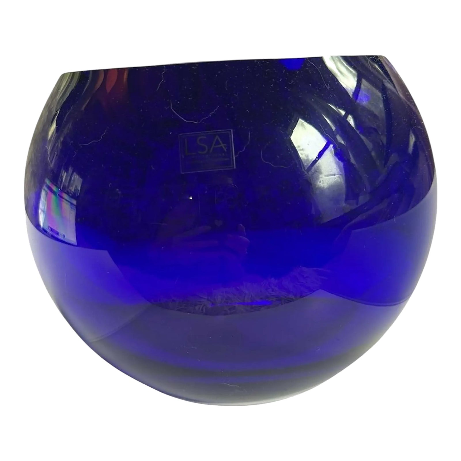 Mid-Century Modern Hand Blown Cobalt Blue Half Sphere Vase Made by Lsa ...