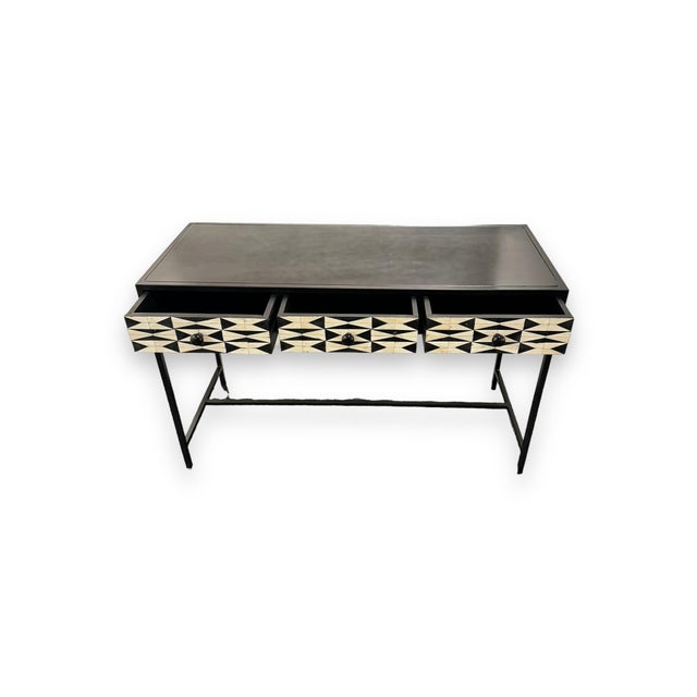 1990s Metal Black & White Desk With 3 Drawers | Chairish