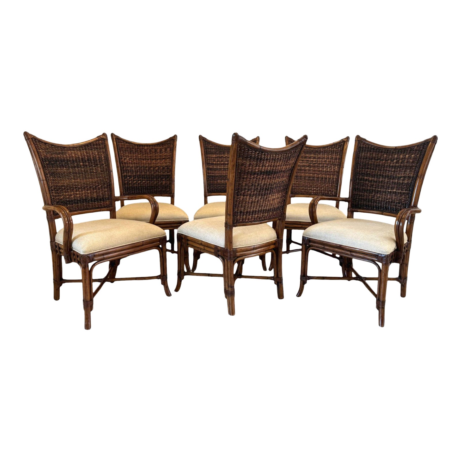 Coastal Tommy Bahama Mangrove Rattan Dining Chairs - Set of 6 | Chairish