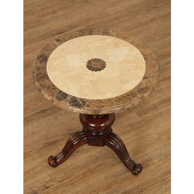Italian Regency Style Marble Top Pedestal Side Table | Chairish