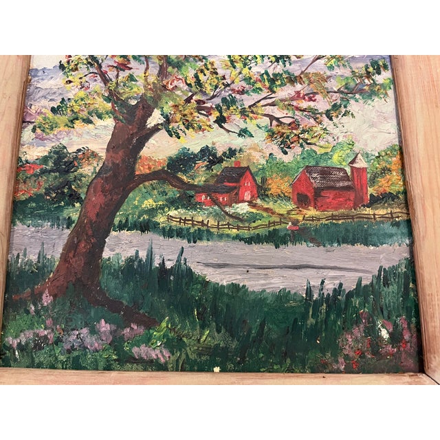 Vintage 1953 Acrylic Painting by Daly of a Fruit Tree With Farmhouse ...