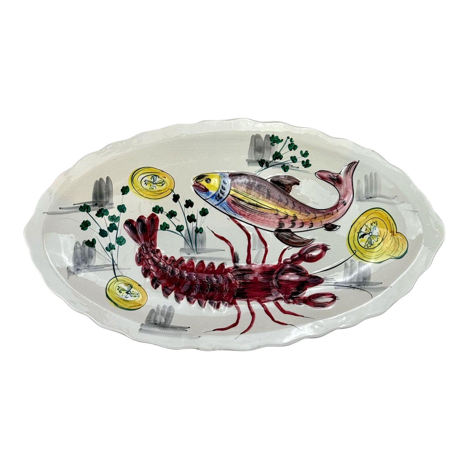 Vintage Italian Porcelain Seafood Fish & Lobster Centerpiece Serving ...
