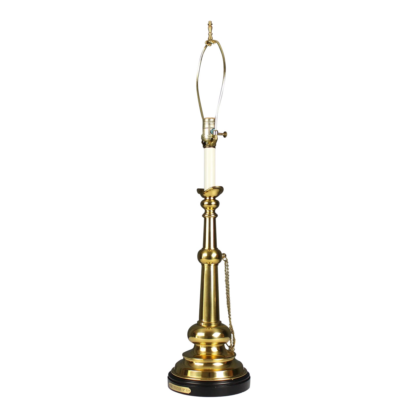 1990s Brass Fire Hose Nozzle Table Lamp "Fire Station No. 4" Plaque ...