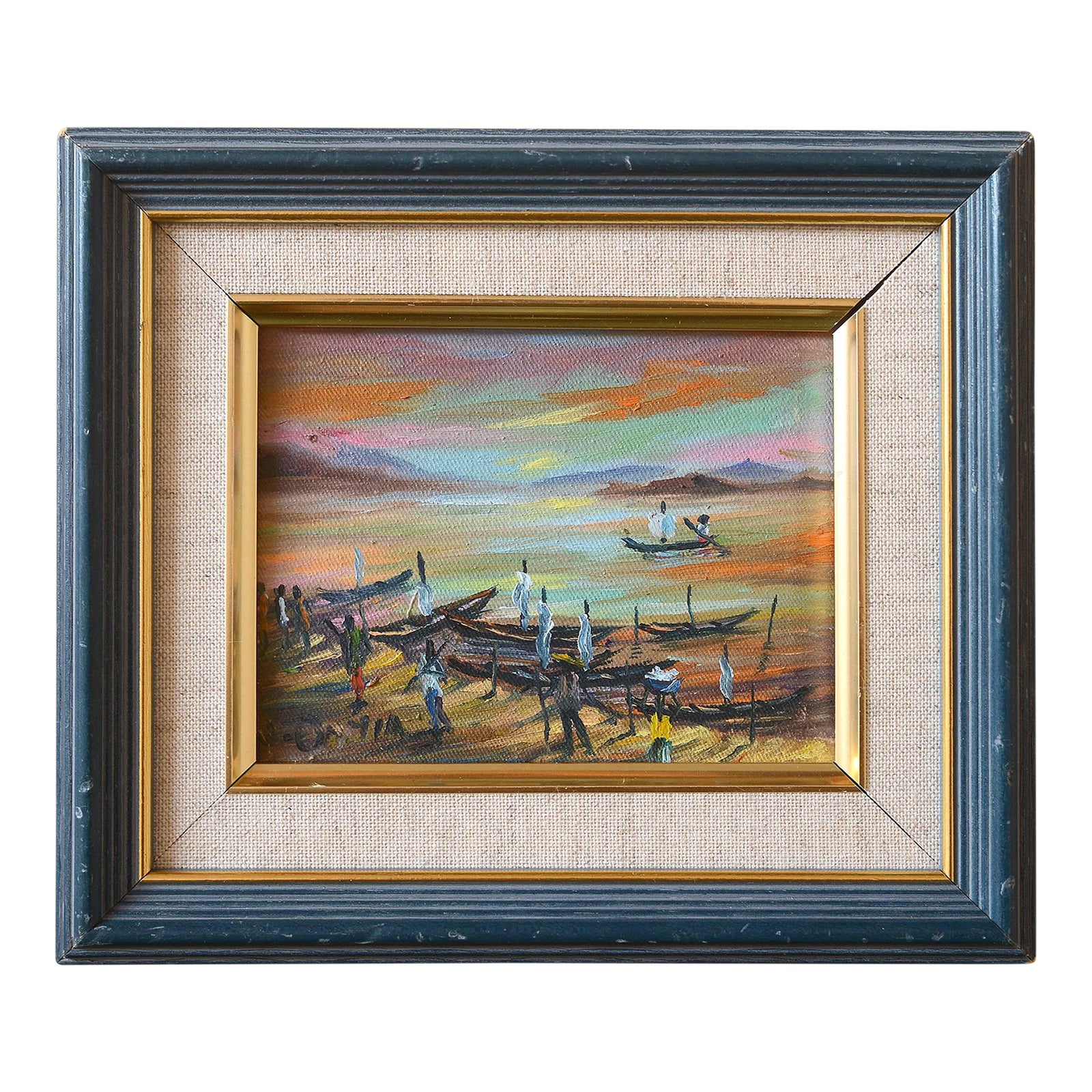Mid Century Miniature Seascape Painting | Chairish