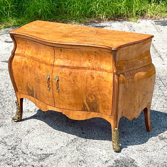 Vintage Regency Burl Wood Commode | Chairish