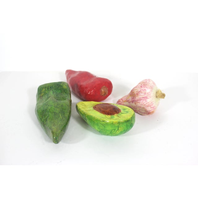Set of 4 Vintage Paper Mache Vegetables for Kitchen Decor | Chairish