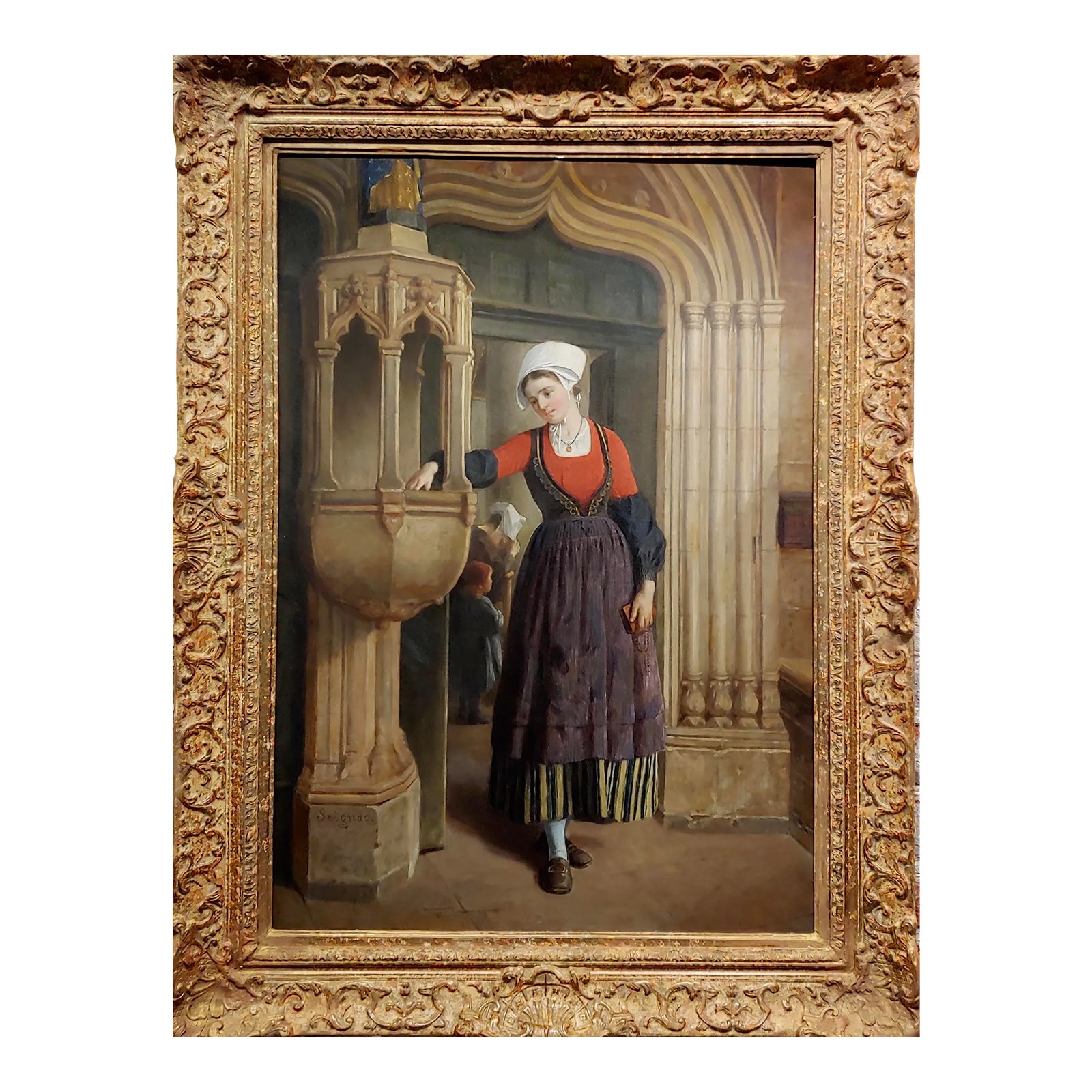 Paul Seignac-The Young Girl & the Blessing of the Holy Water-19th ...