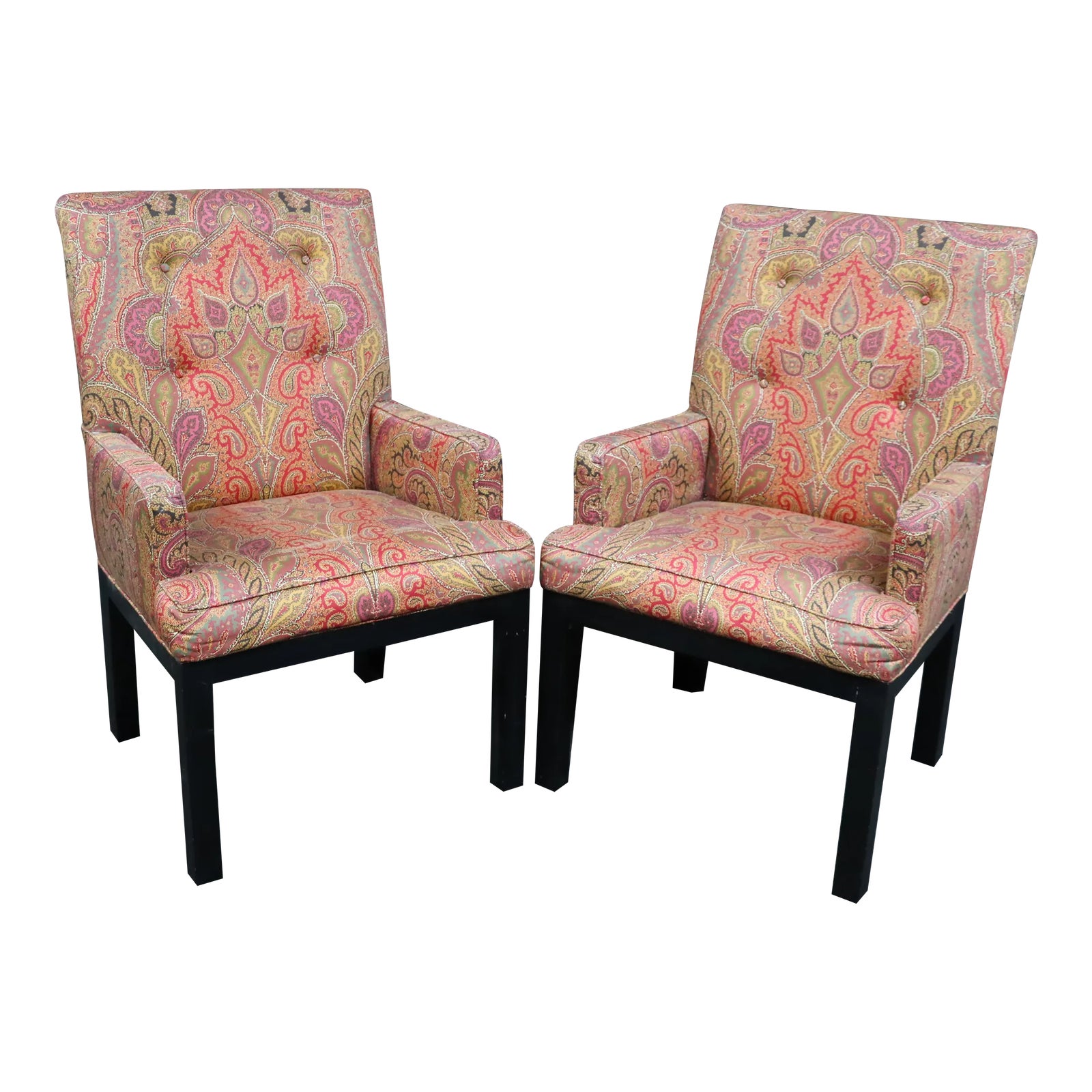Hickory Chair Co. Paisley Print Chairs - a Pair | Chairish