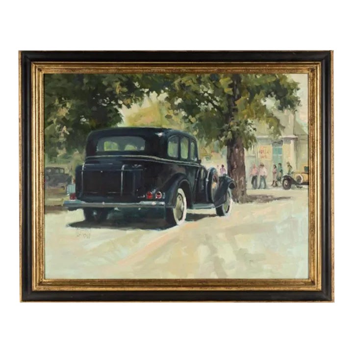 Original Arch Shaw Oil Painting of a Classic Antique Automobile | Chairish
