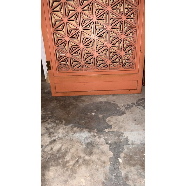 Pair of 1950's Japanese Kumiko Architecture Technique Wood Panel Doors ...
