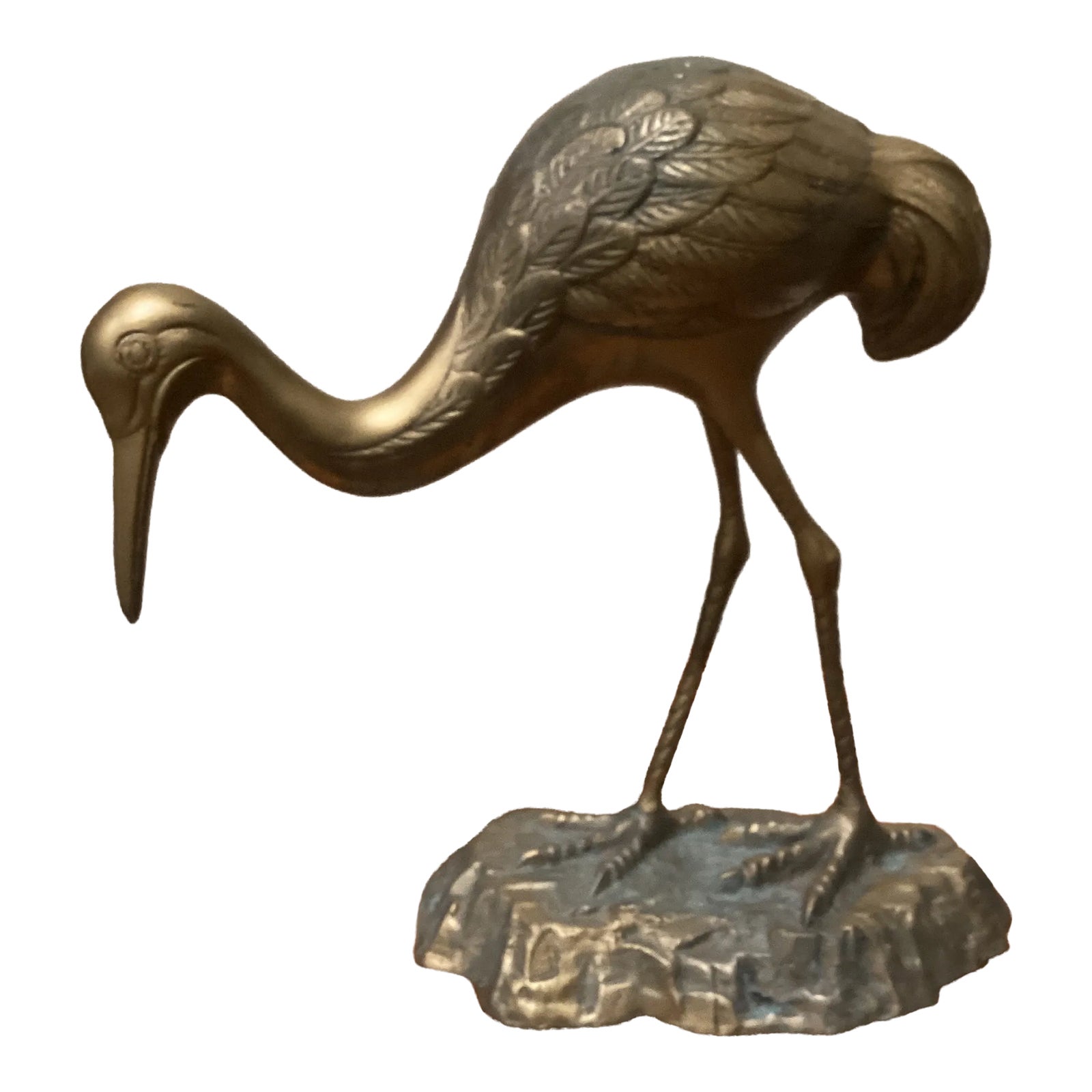 Vintage Large Brass Bird Standing Statue | Chairish