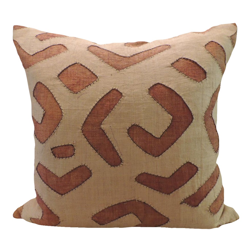 Vintage Square African Kuba Square Decorative Pillow | Chairish