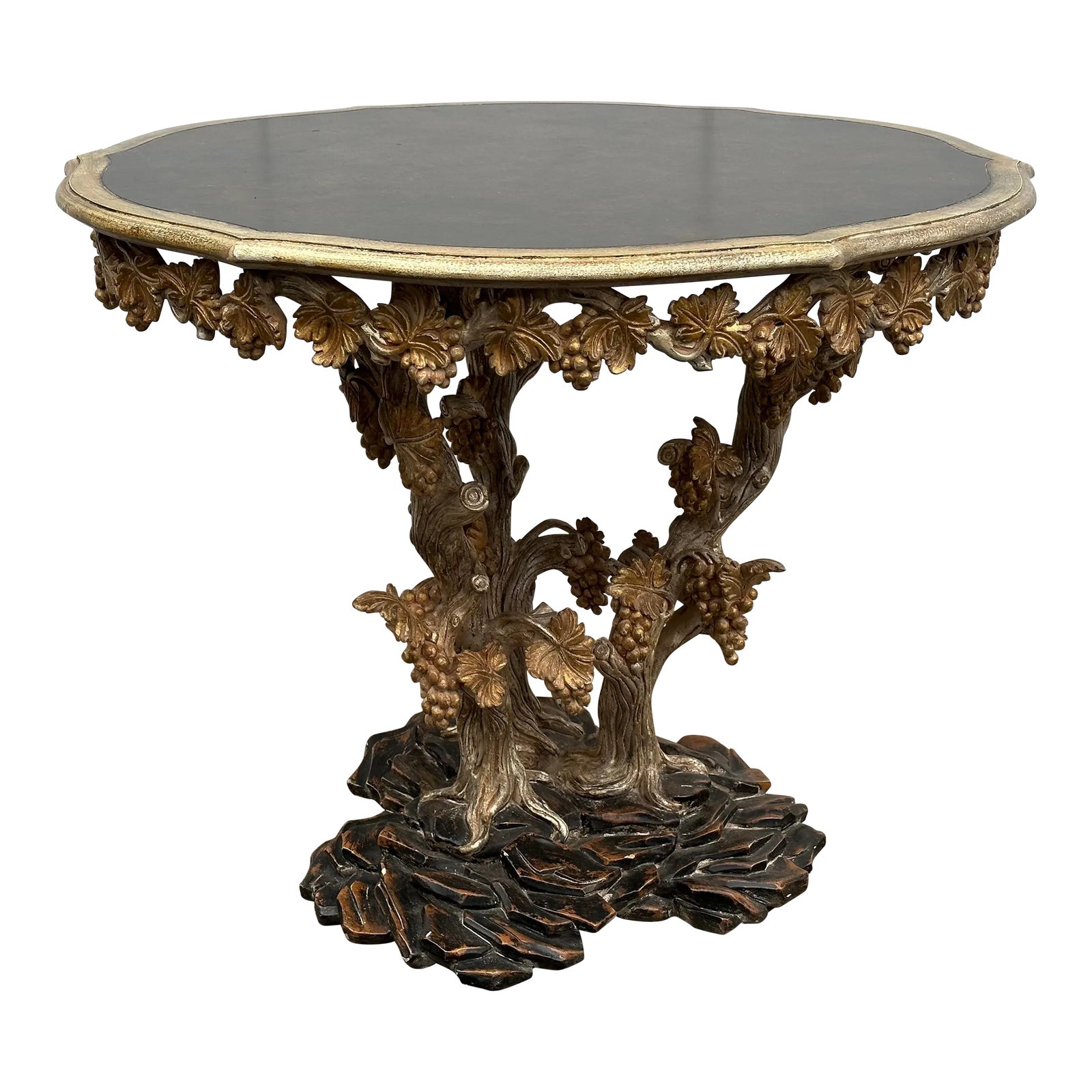Fancy Italian Carved Gilded Wood Center Table With Faux Bois Base ...