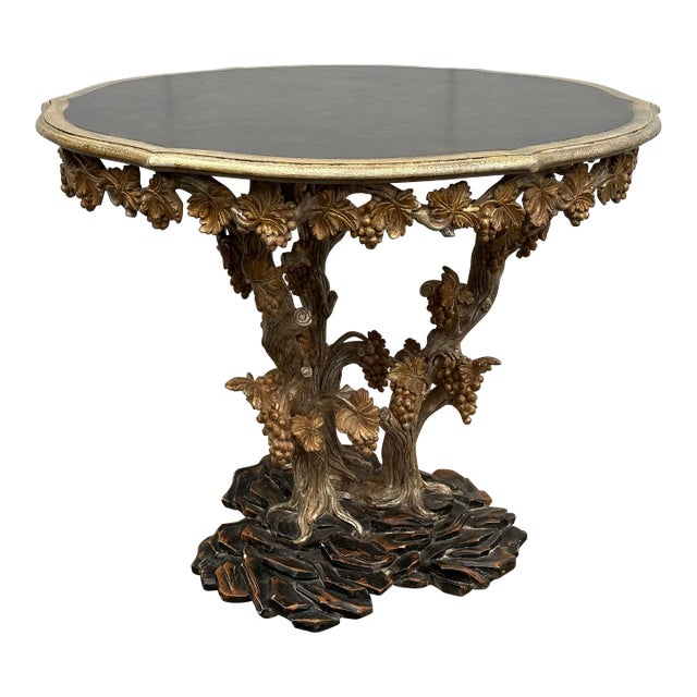 Fancy Italian Carved Gilded Wood Center Table With Faux Bois Base ...