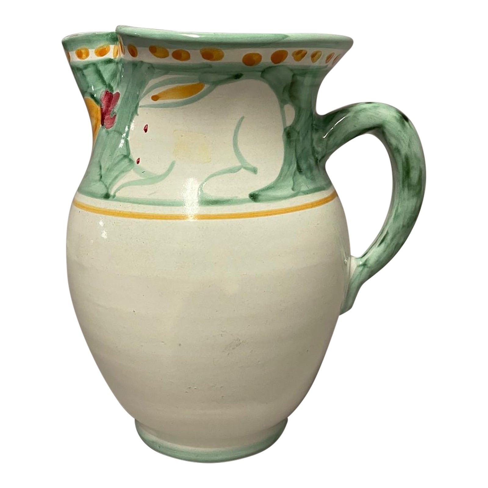 Vietri Campagna Rabbit Hand-Painted Italian Pitcher | Chairish