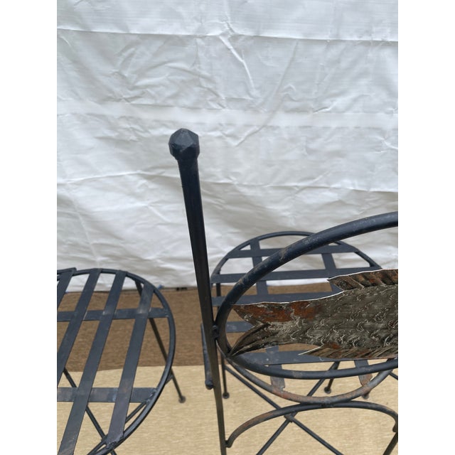1990s Mexican Fish Pressed Wrought Iron Bar Stools - Set of 4 | Chairish