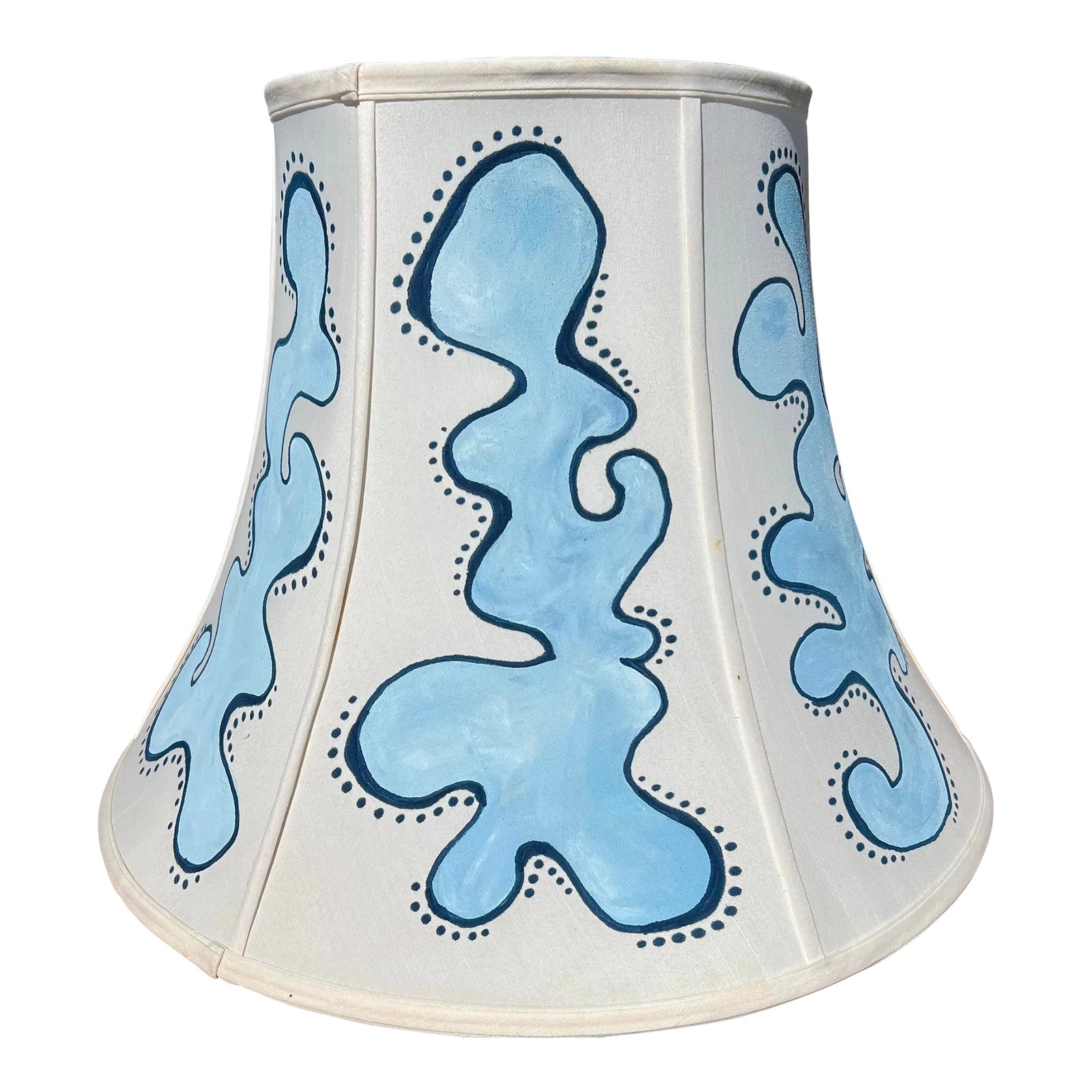 Large Blue Dancing Amoeba Hand Painted Lamp Shade | Chairish