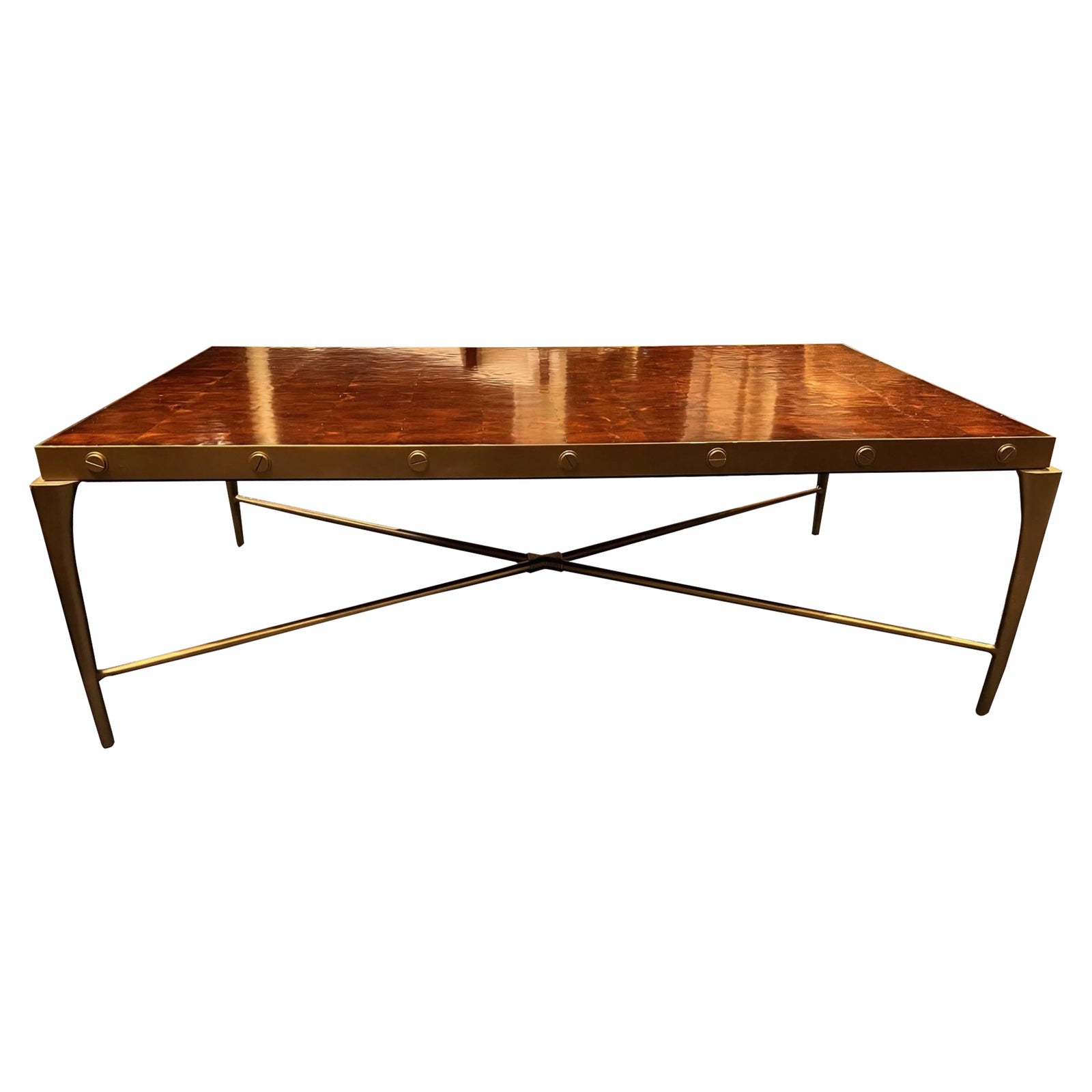 Theodore Alexander Oyster Bolt Inlaid Wood Cocktail Table (2 Available) | Chairish