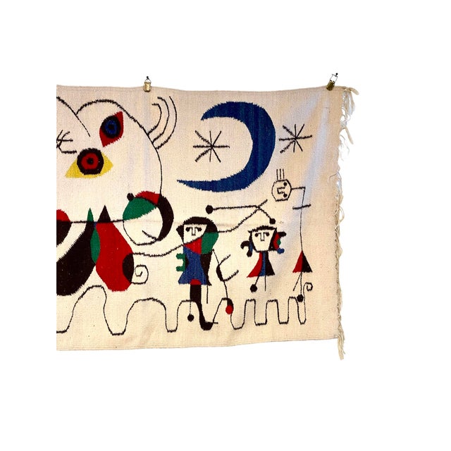 Vintage Joan Miro Style Handwoven Wool Tapestry | Chairish