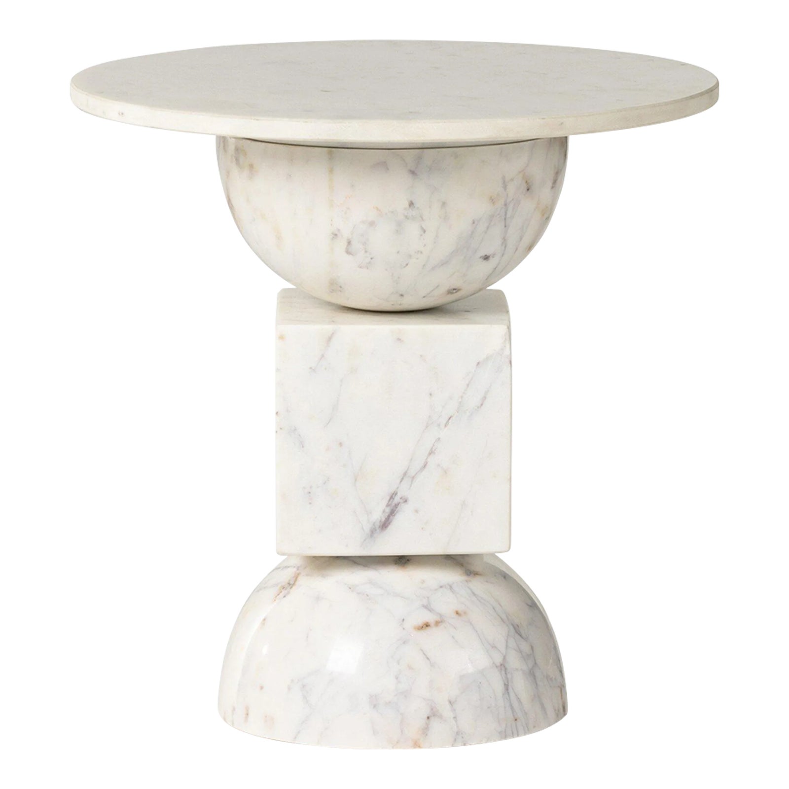 Four Hands Neda End Table - Polished White Marble | Chairish