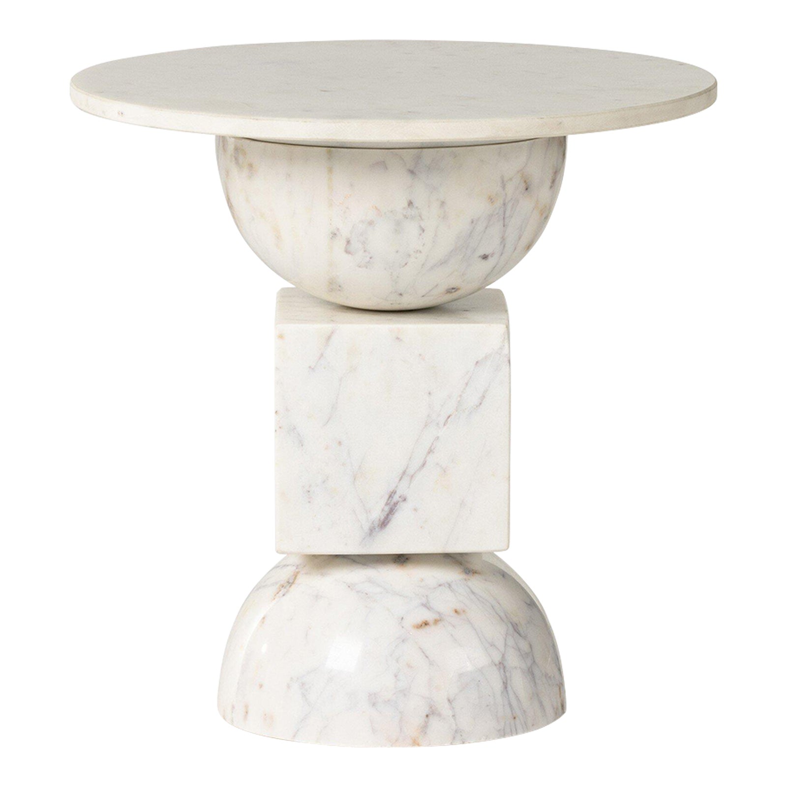 Neda End Table - Polished White Marble | Chairish