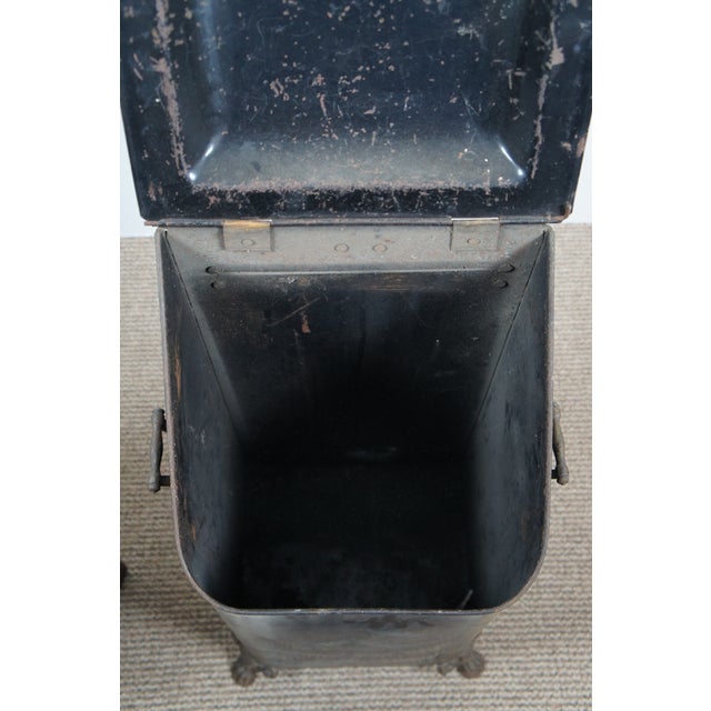 Antique Victorian Tole Coal Scuttle Box Farmhouse Fireplace Bin With ...