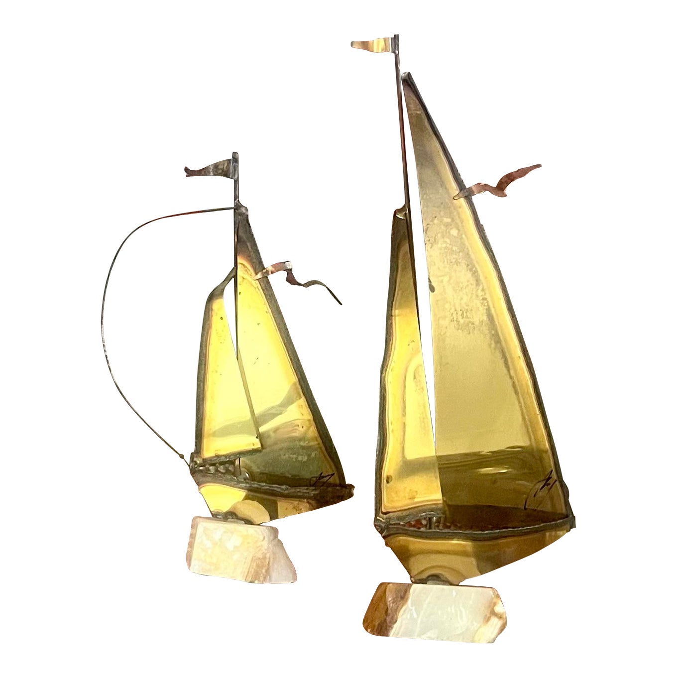 Mid 20th Century Brass Sailboat Sculptures by Mario Jason- a Pair ...