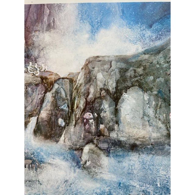 1988 Watercolor Chromolithograph Print Lakeshore Surf by Cheng-Khee ...