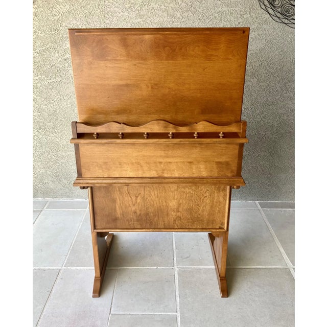 Mid 20th-Century Solid Maple Wood Schoolmaster’s Slant Top Trestle Base ...