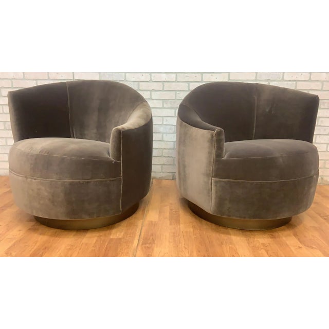 Post Modern Asymmetrical Barrel Back Swivel Chairs Newly Reupholstered ...