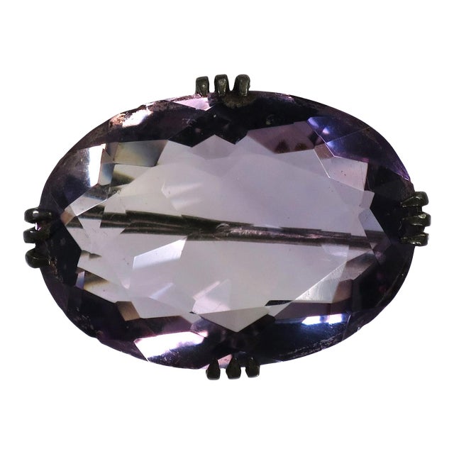 1880s Victorian Amethyst & Sterling Lace Pin | Chairish