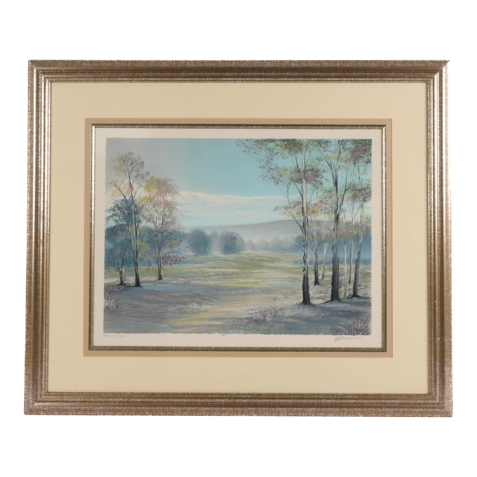 Framed Signed "Winter's First Breath" Pastel Artwork | Chairish