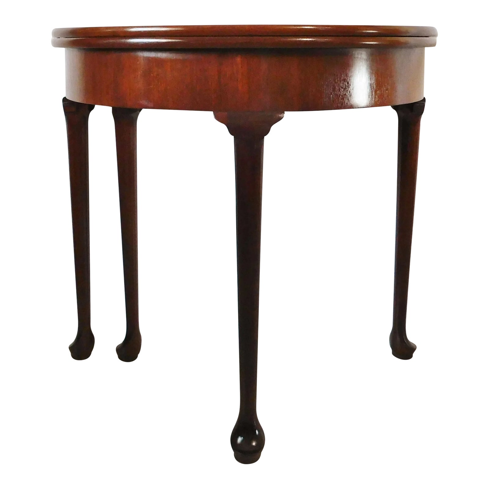 Vintage Queen Anne Solid Mahogany Wood Half Circle Demilune Gateleg ...