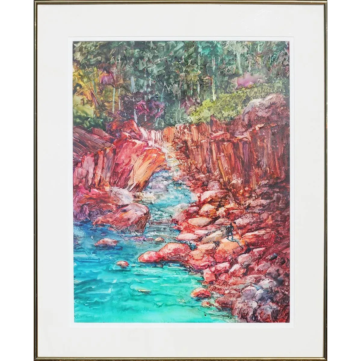 Mid 20th Century “Its Glorious Kingdom” Stream Landscape Watercolor ...