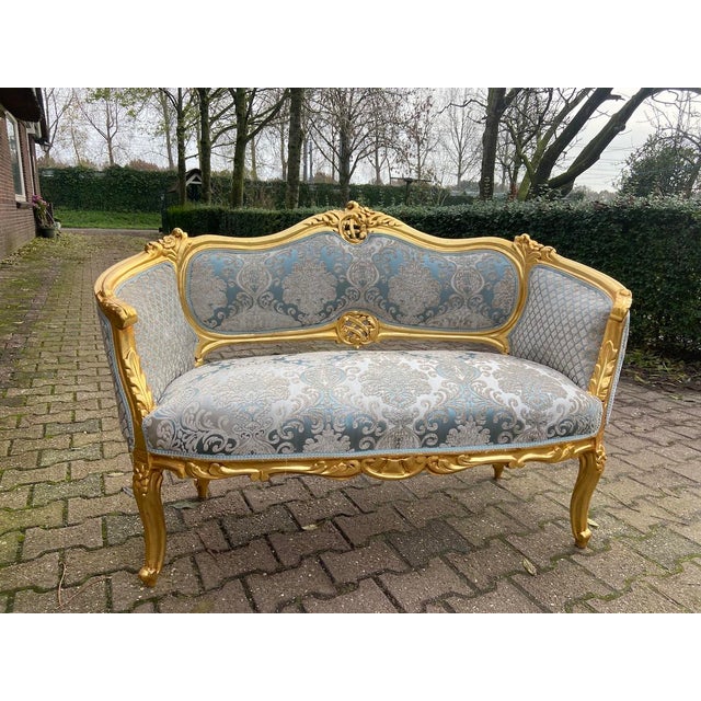 Antique French Louis XVI Gilded Beech Settee, Early 1900s, Corbeille ...