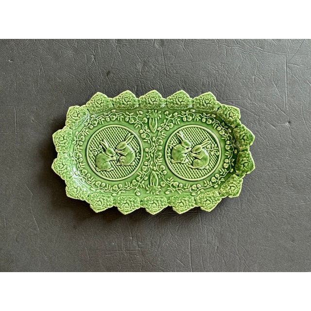 Bordallo Pinheiro Pottery Decorative Rabbit Platter | Chairish