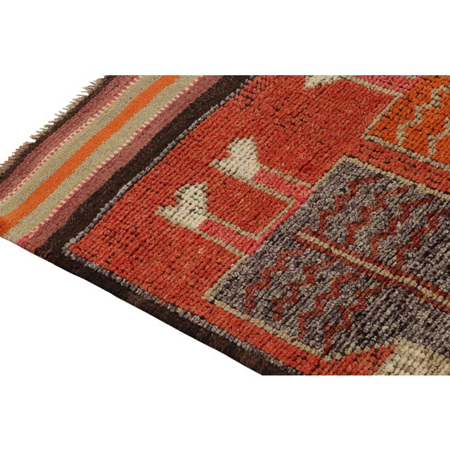 1950s Vintage Tribal Runner in Red and Orange Pictorial Medallions ...