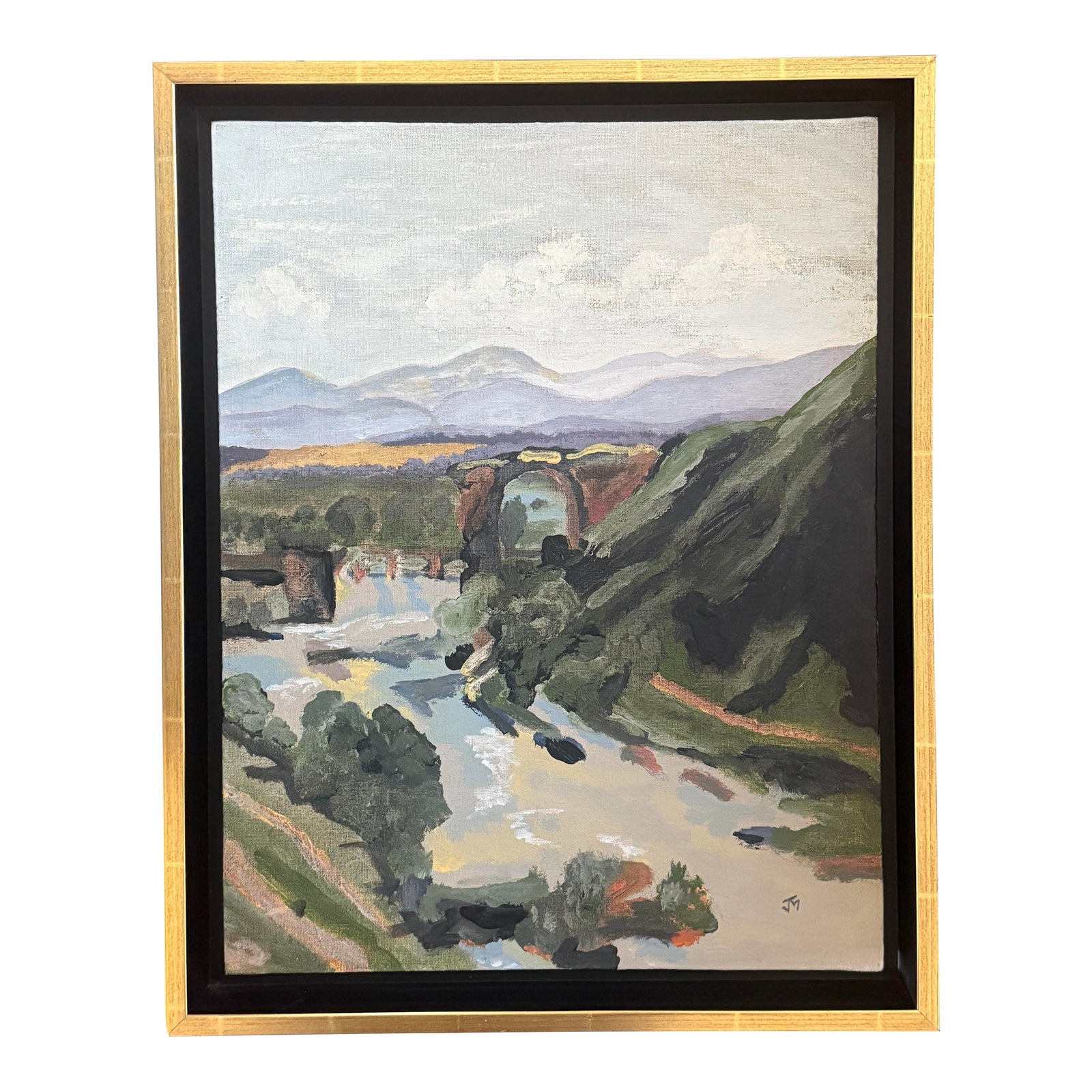 Oil on Board European Landscape by Artist John Mayberry, San Francisco ...