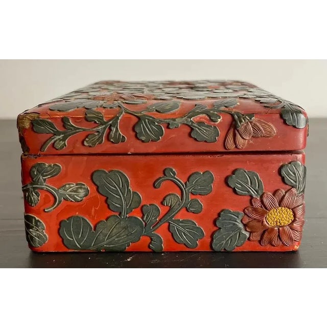 Antique Chinese Red and Black Lacquered Cinnabar Box, 1800s | Chairish