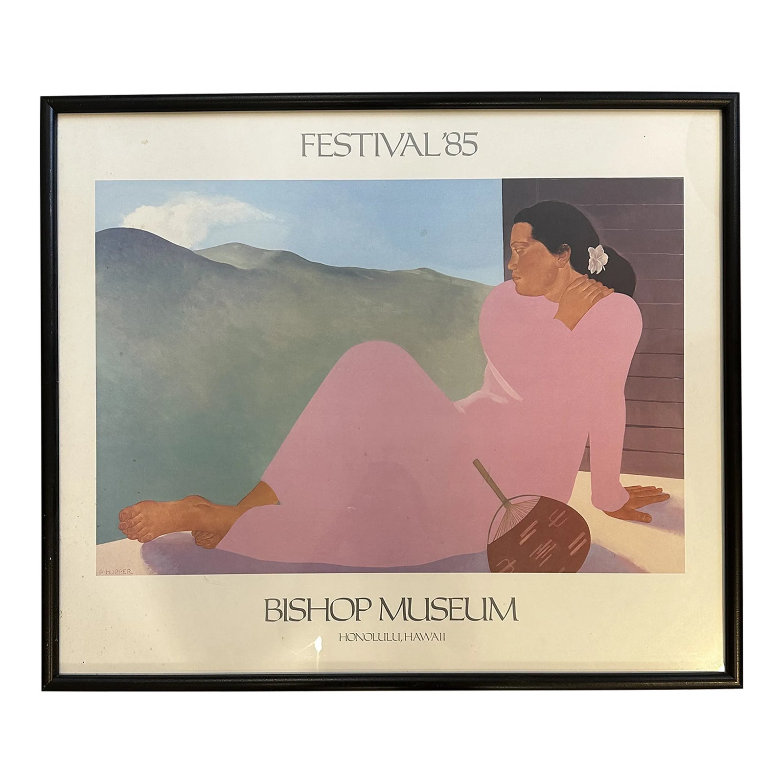 1985 Pegge Hopper Framed Exhibition Poster | Chairish