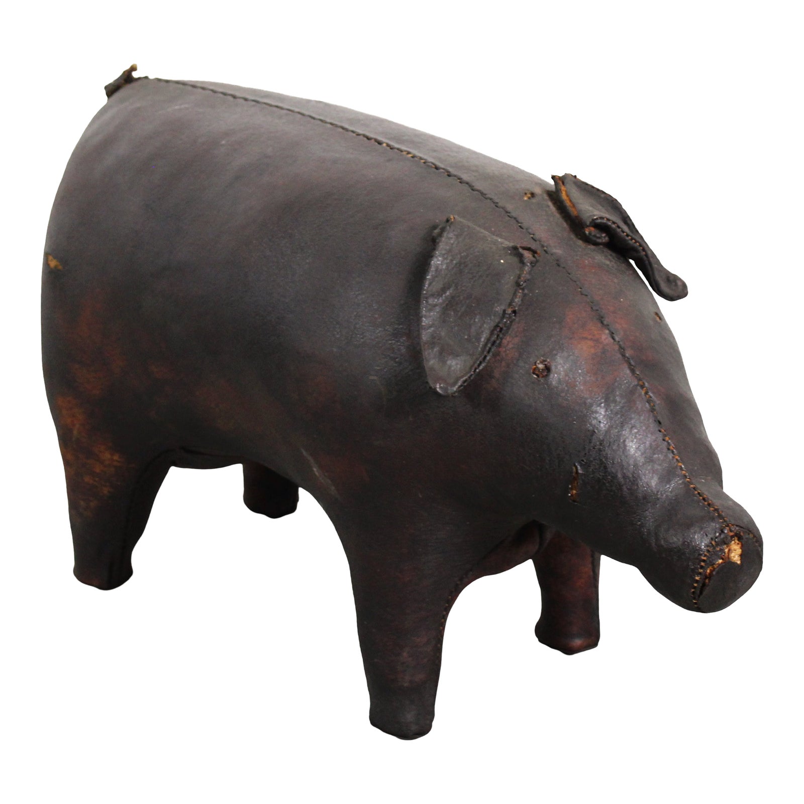 Early 20th Century Vintage Leather Pig Ottoman by Dimitri Omersa for ...