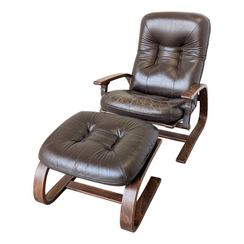 Set of Vintage Panther Lounge Chair with Ottoman, 1970s | Chairish