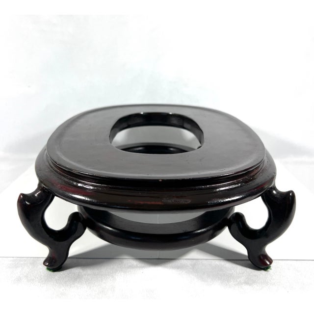 Large Mid Century Dark Brown Chinese Oval Display Stand Pedestal for ...