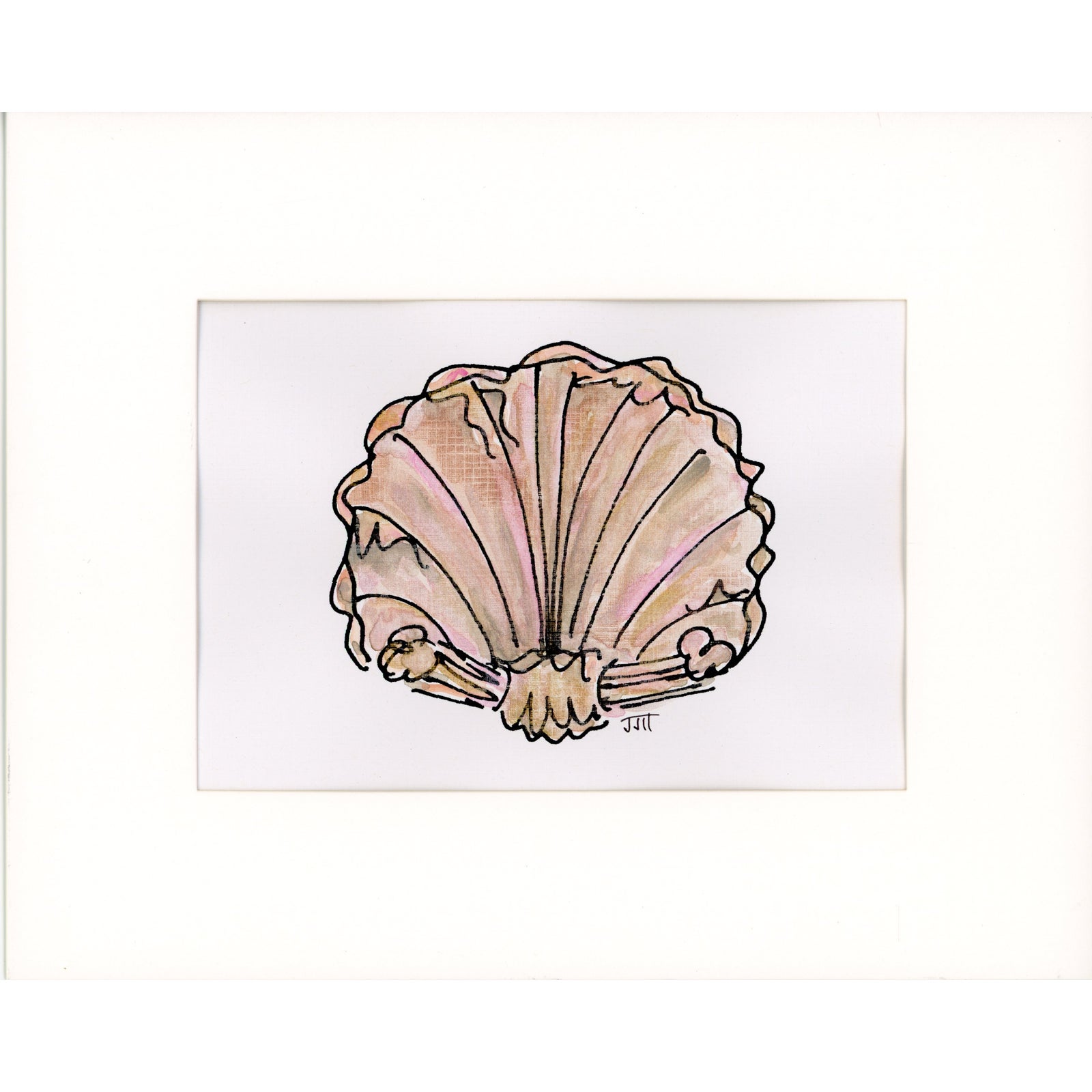 Decorative Shell #3, Watercolor and Ink Painting by JJHogan | Chairish