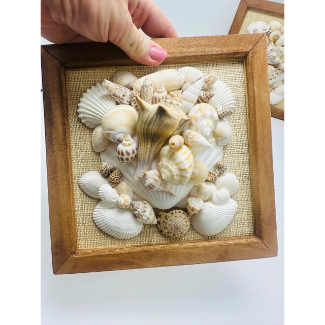 Vintage Coastal Handmade Shell Plaques, a Pair | Chairish
